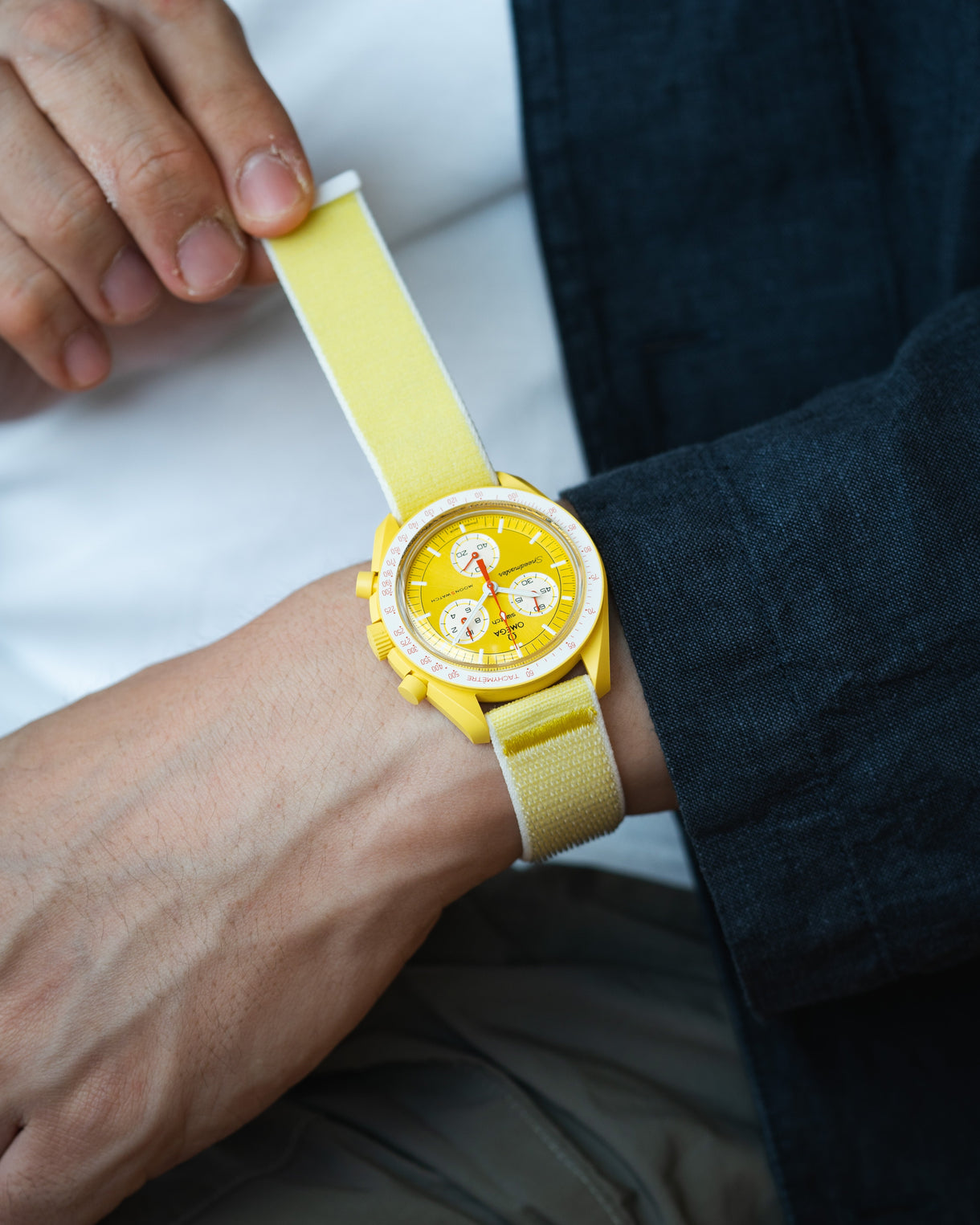 Delcro Yellow/White - Fabric Watch Strap | Delugs