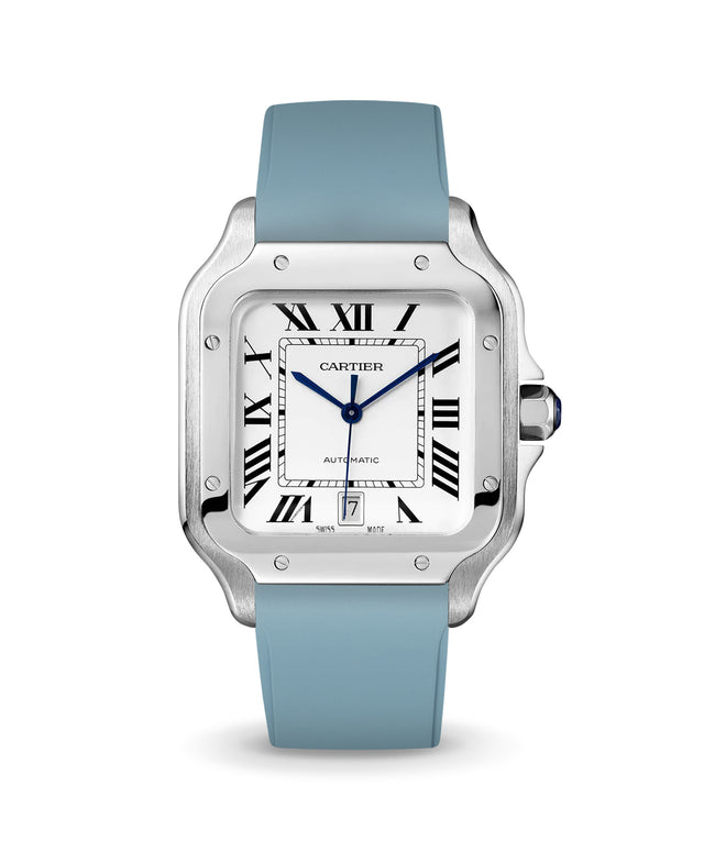 Baby Blue CTS Rubber Strap for Cartier Santos de Cartier - Rubber Watch ...