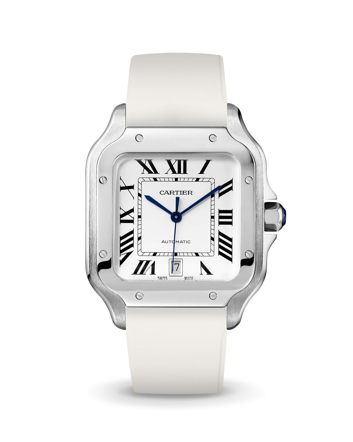 White CTS Rubber Strap for Cartier Santos de Cartier - Rubber Watch ...