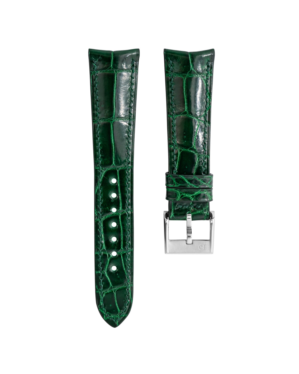Glossy Emerald Crocodile Signature (Curved) Strap - Handcrafted Leather ...